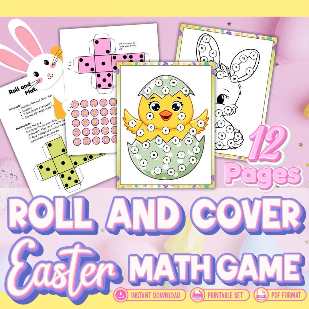 Easter Roll and Cover Math Game Printable, Easter Math Activity ...