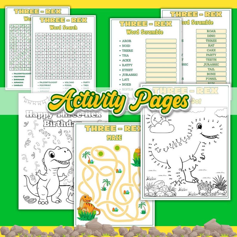 Dinosaur Birthday Party Printables Bundle | Three-rex Party Decor ...