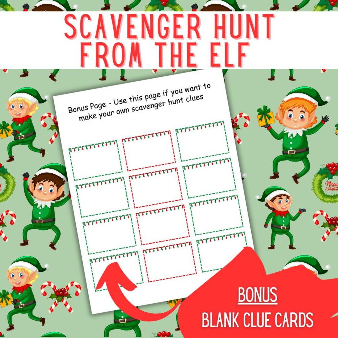 Magical Elf Scavenger Hunt Printable With Christmas Clue Cards ...