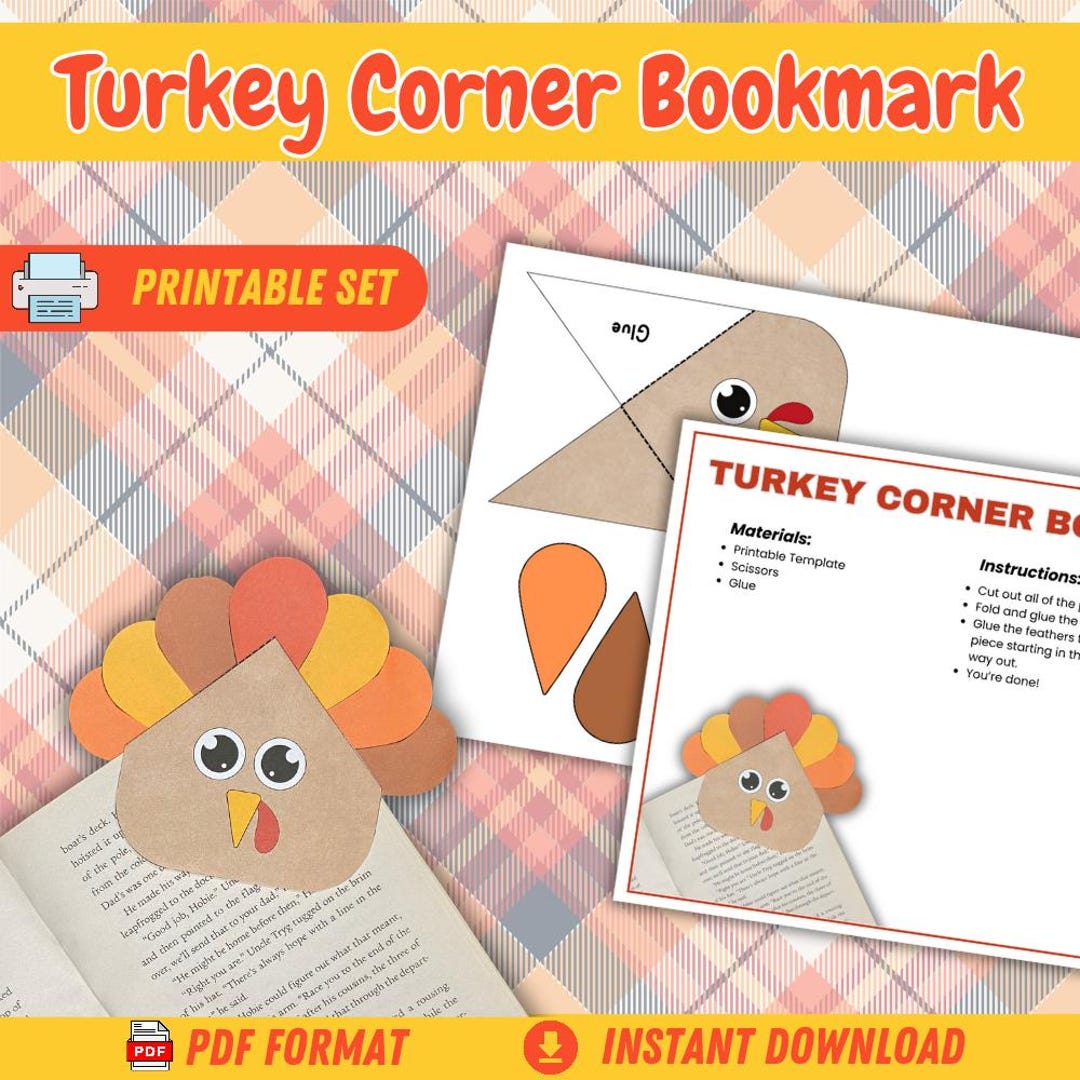 Turkey Corner Bookmark Craft | Thanksgiving Cut and Fold Bookmark ...