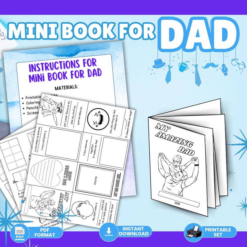 Father’s Day Mini Book Printable – All About My Dad Activity for Kids ...
