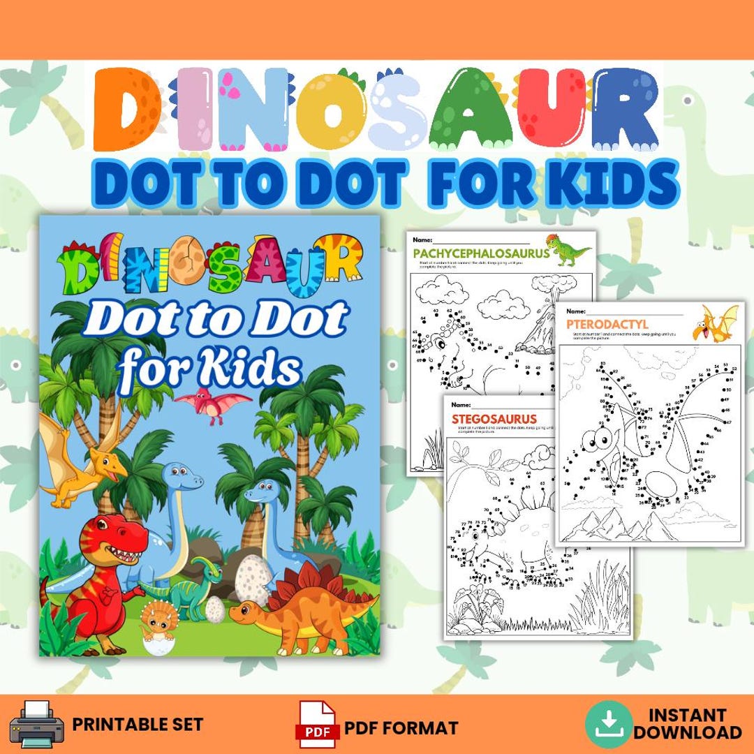 Dinosaur Dot to Dot | Kids Counting Activity Pack (PDF Download) - Etsy