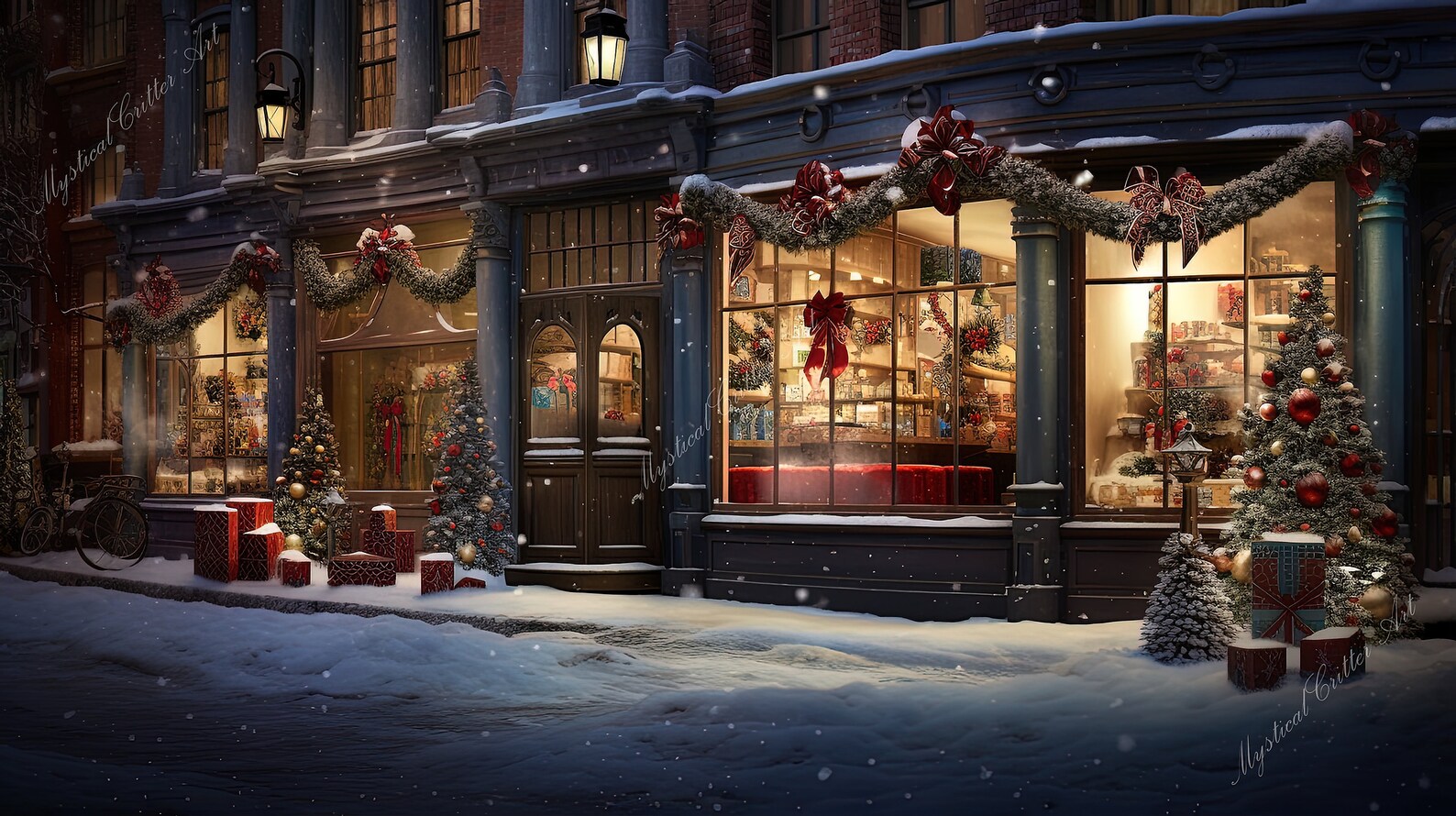 Festive Christmas Store Front Desktop Wallpapers, Instant Digital ...