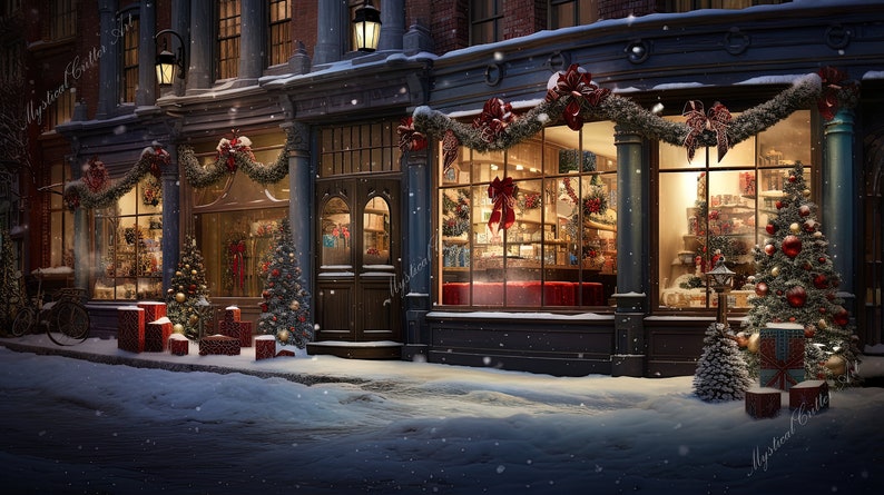 Festive Christmas Store Front Desktop Wallpapers, Instant Digital ...