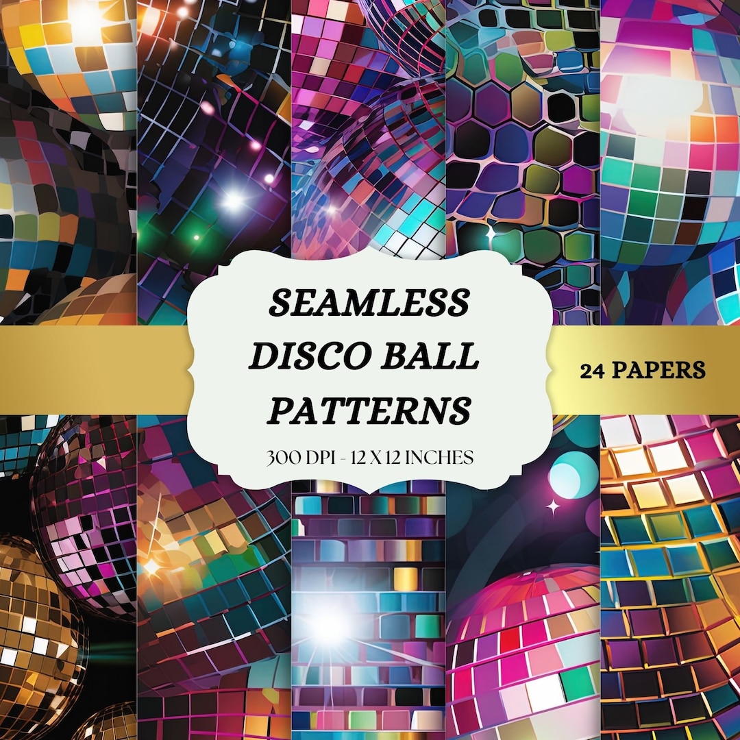 Disco Ball Digital Paper, Seamless Disco Pattern Backgrounds Printable ...