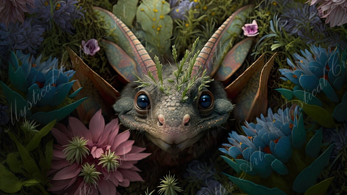 5 Garden Dragon Digital Desktop Backgrounds, Downloadable Fantasy ...