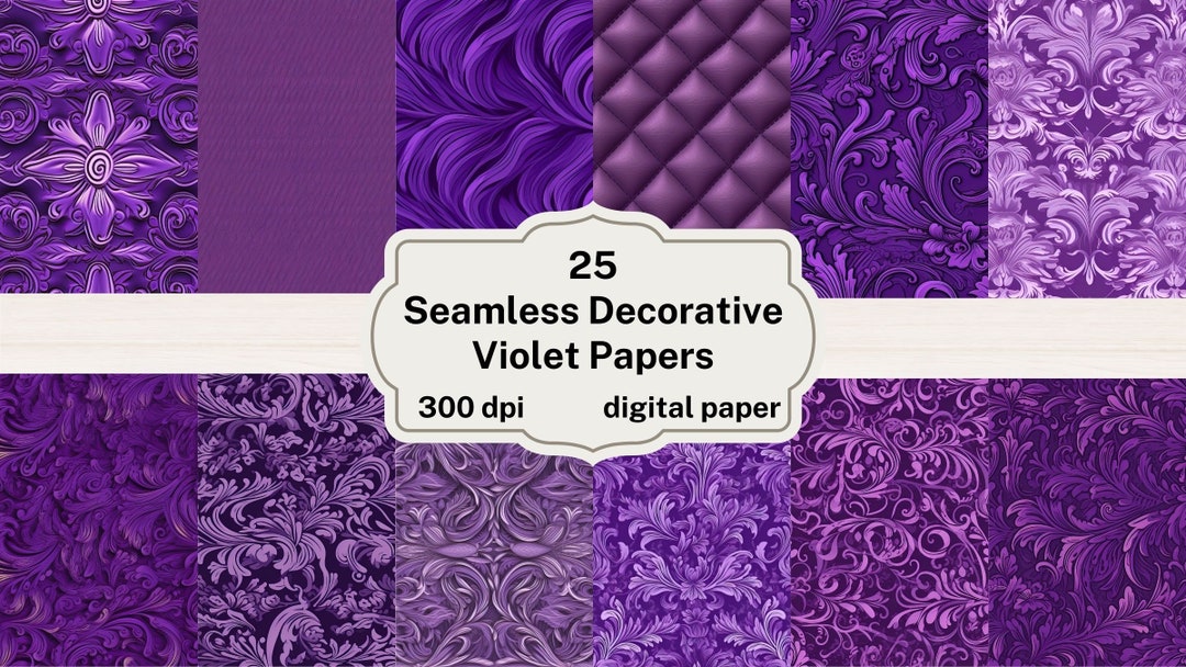 Decorative Violet Digital Paper, Seamless Pattern Backgrounds Printable ...