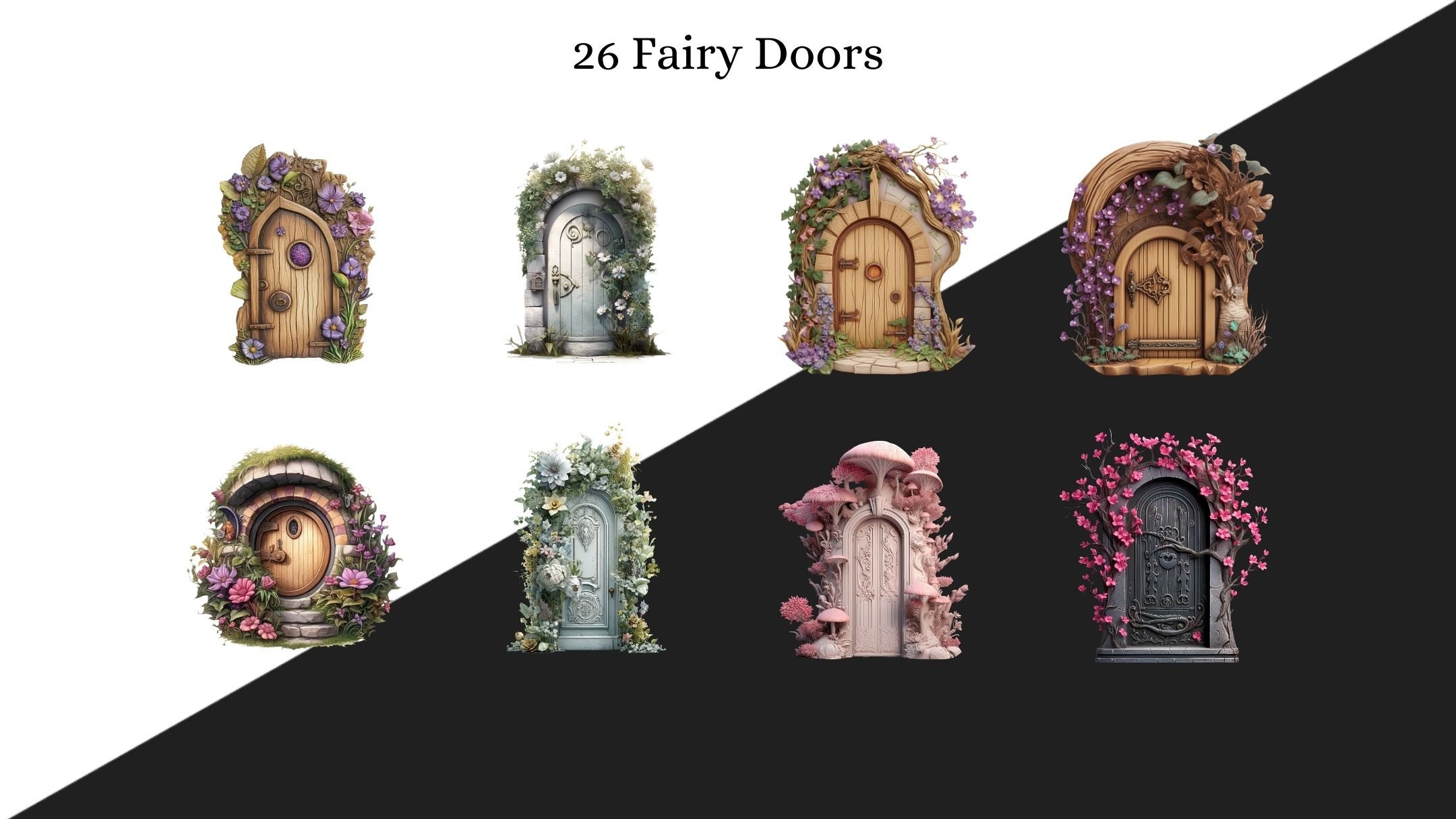 Fairy Doors Clipart Fantasy Fairy Magic Door Clip Art PNG - Etsy