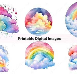 Watercolor Rainbow Cloud Clipart, Watercolor Texture, Rainbow Clip Art ...