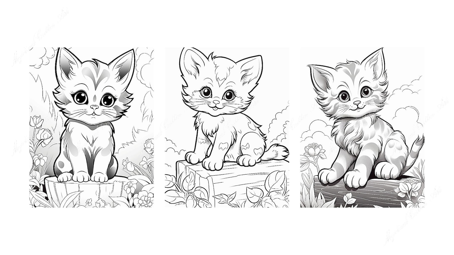 Cute Kitten Coloring Book, Printable Cat Coloring Pages for Adults and ...