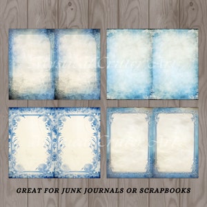 Blank Blue Journal Paper, Printable Junk Journal Pages 11x8.5 Inch ...