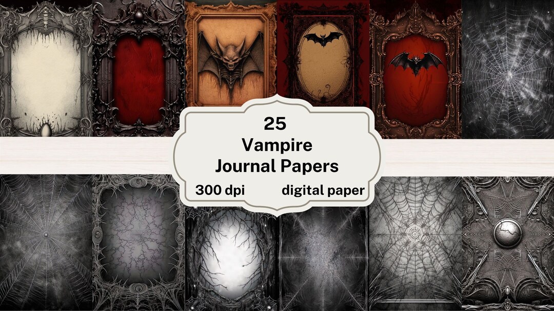 Vampire Journal Paper, Printable Decorative Digital Sheets 8.5x11 ...