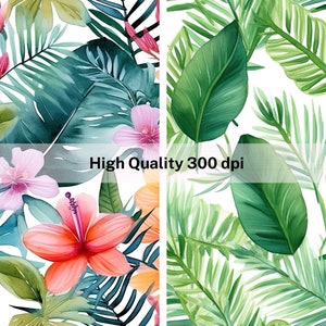 Watercolor Jungle Digital Paper, Seamless Pattern Backgrounds Printable ...