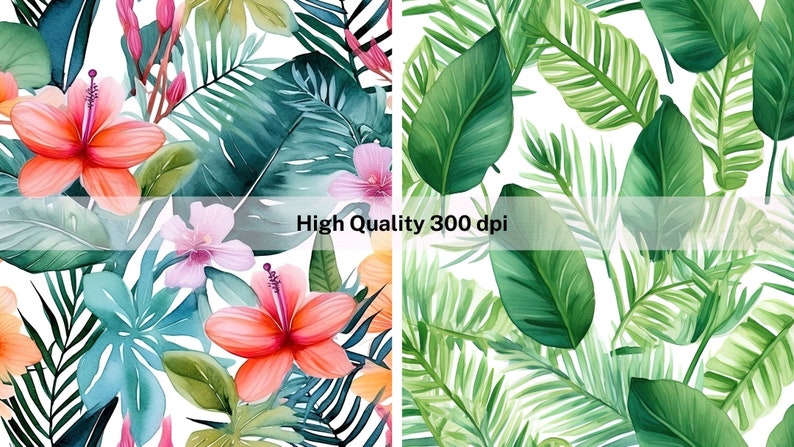 Watercolor Jungle Digital Paper, Seamless Pattern Backgrounds Printable ...