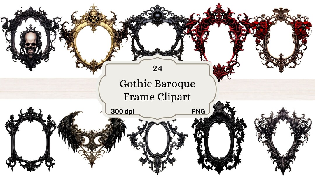 Gothic Baroque Frame Clipart, Antique Rococo Vintage Clip Art Graphics ...