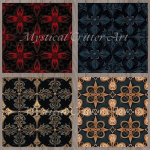 Gothic Cross Digital Paper, Seamless Gothic Cross Pattern Backgrounds ...