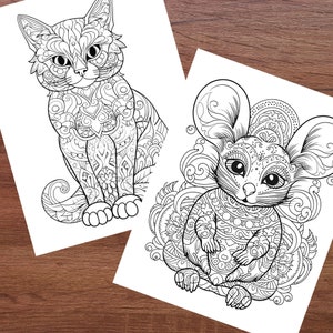 Farm Animal Mandala Coloring Book - 35 Grayscale Printable Adult ...