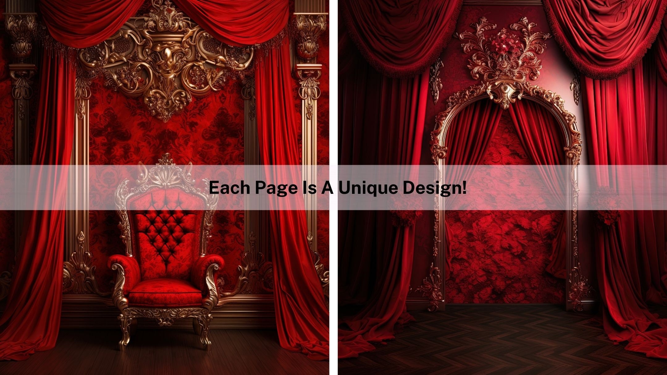 Luxury Royal Red Digital Paper Red Ornate Curtain - Etsy