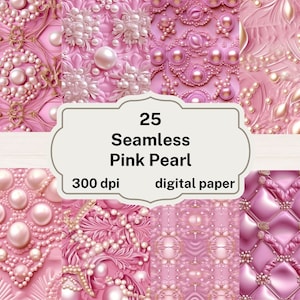 Pink Pearl Digital Paper, Seamless Pearl Pattern Backgrounds Printable ...
