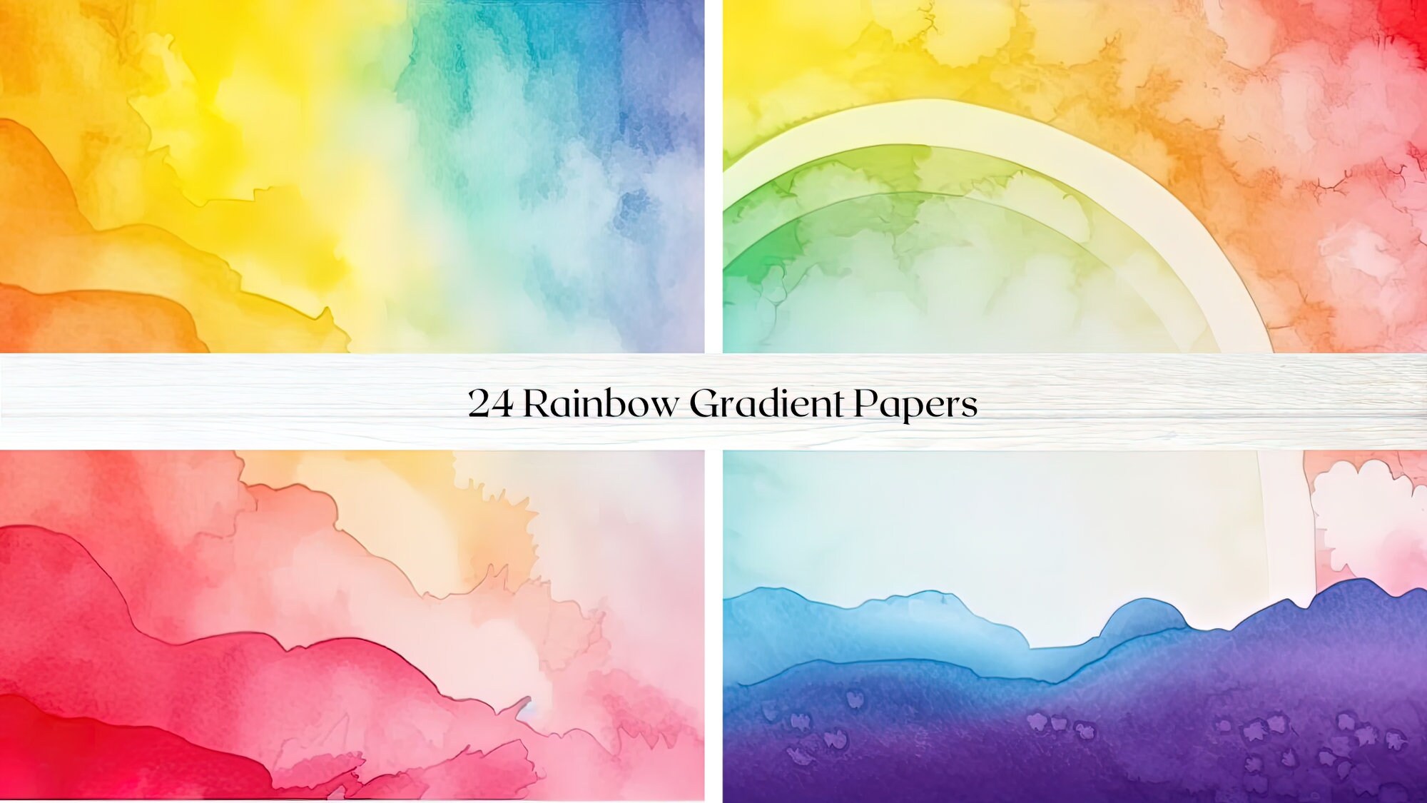 Rainbow Watercolor Digital Paper Rainbow Gradient Paper - Etsy