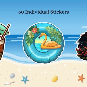 60 PNG Beach Stickers Pack - Printable Summer Stickers Digital Download ...
