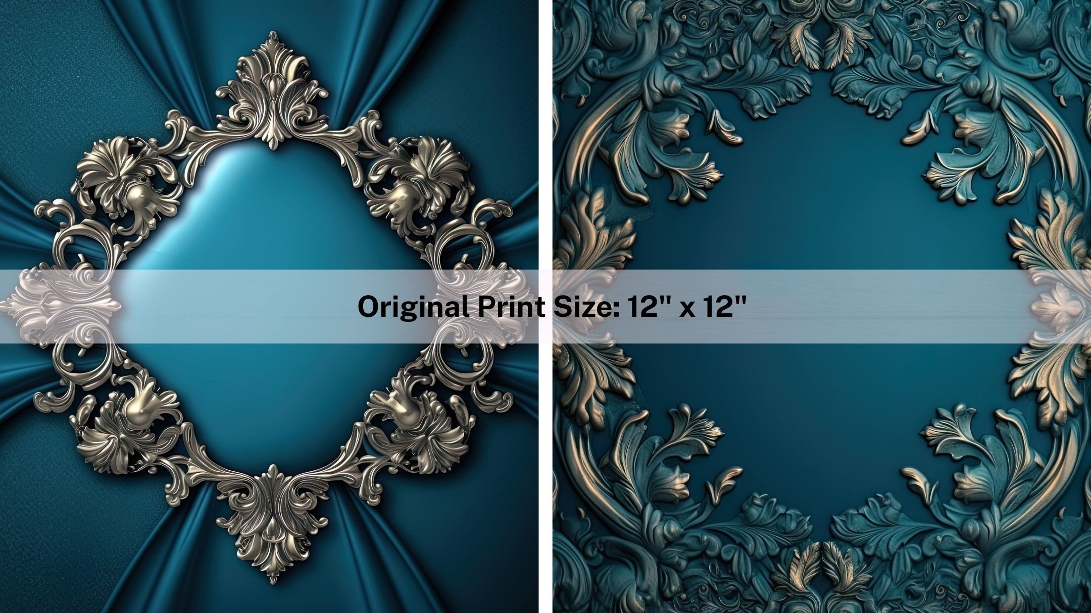 Dark Azure Frame Digital Paper Dark Blue Ornate Framed - Etsy