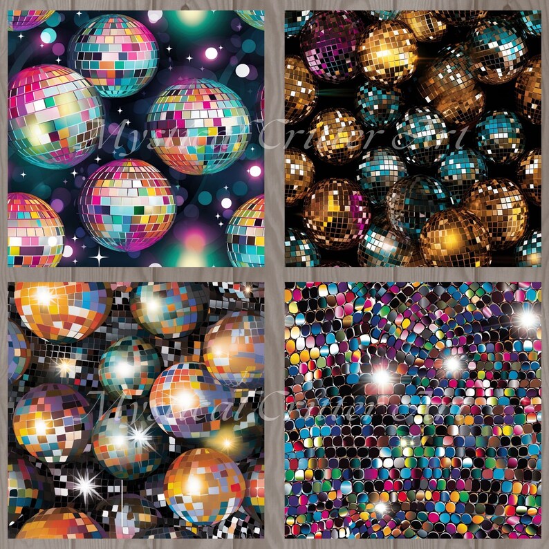 Disco Ball Digital Paper, Seamless Disco Pattern Backgrounds Printable ...