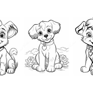 Cute Puppy Coloring Book, Printable Dog Coloring Pages for Adults and ...