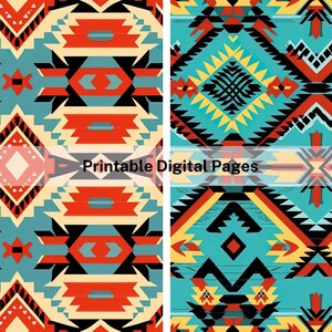 Navajo Inspired Digital Paper, Seamless Pattern Backgrounds Printable ...