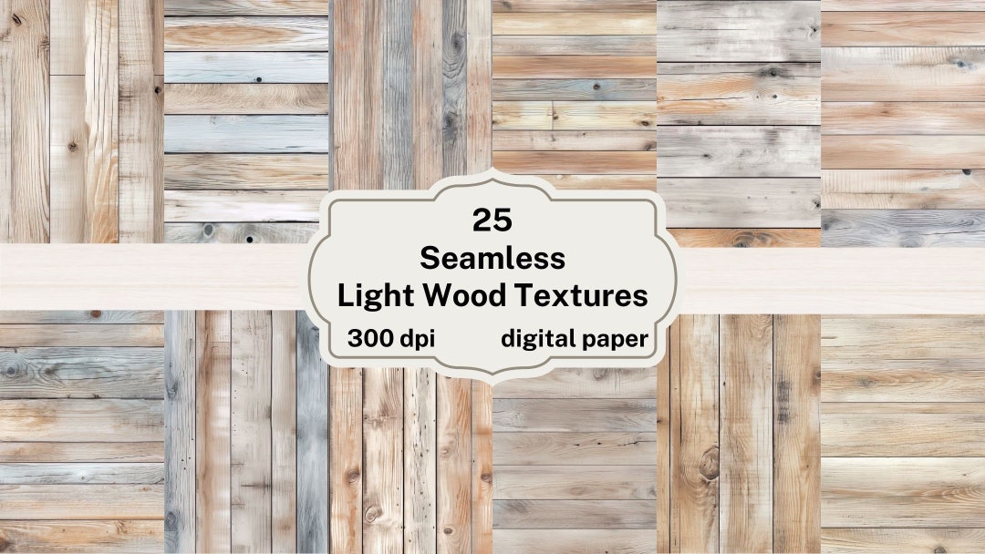 Seamless Light Wood Texture Digital Paper, Wood Plank Backgrounds ...