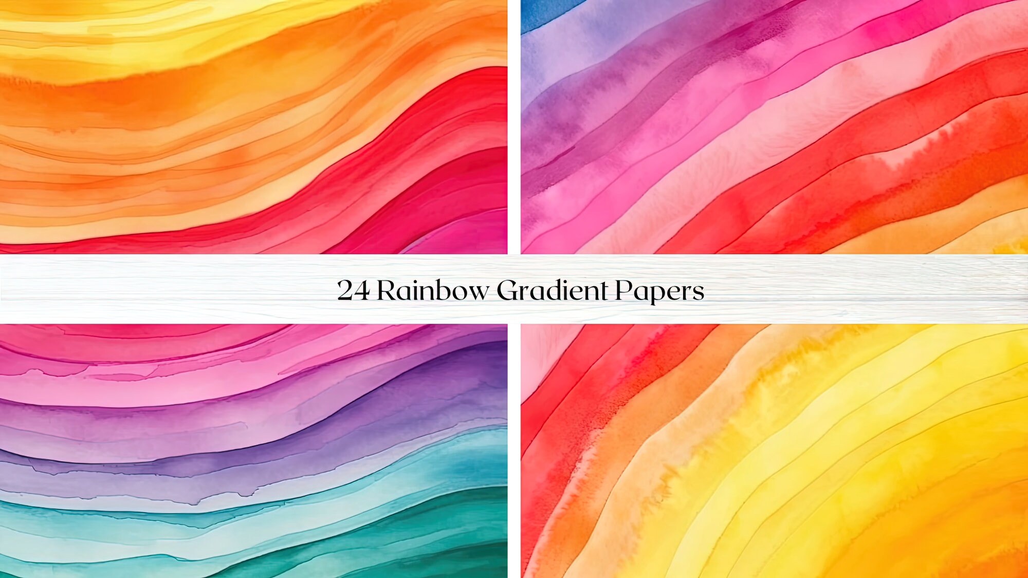 Rainbow Watercolor Digital Paper Rainbow Gradient Paper - Etsy