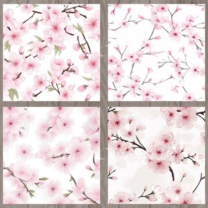 Pink Cherry Blossom Digital Paper, Seamless Cherry Blossom Pattern ...
