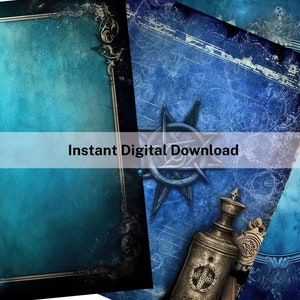 Blue Grimoire Journal Paper Printable Grimoire Spell Book Witch Junk ...