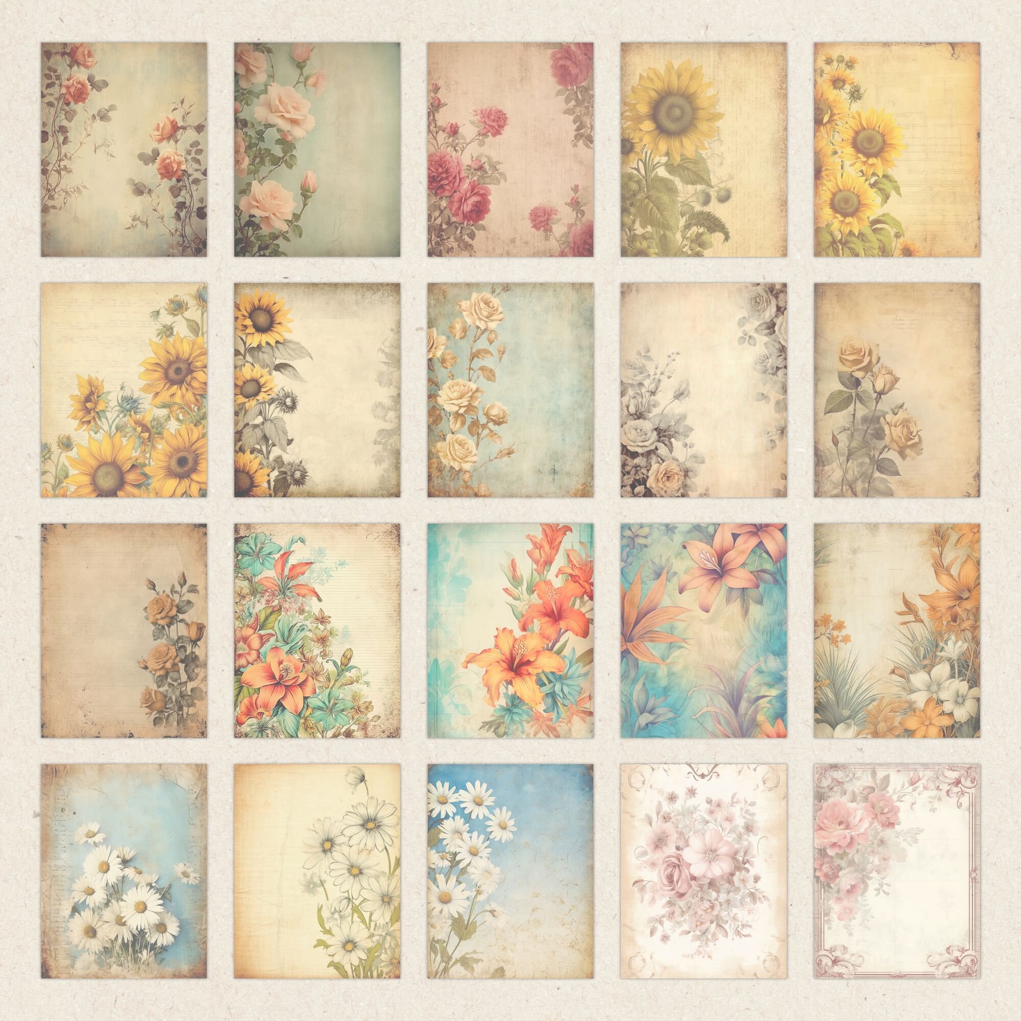 Vintage Floral Journal Paper Scrapbooking Junk Journal Pages - Etsy