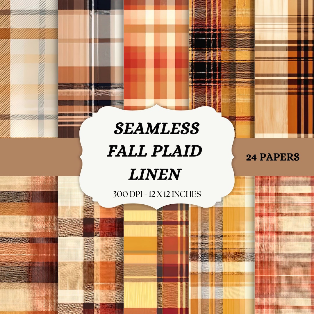 Fall Plaid Linen Digital Paper, Seamless Rustic Autumn Printable ...