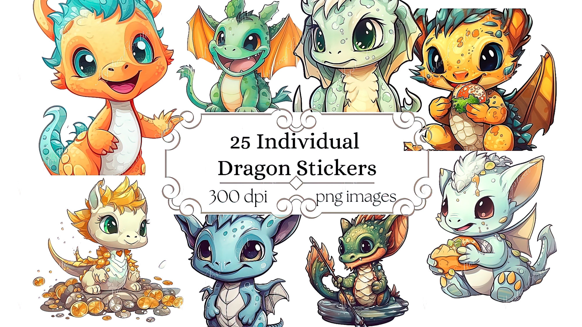 Cute Dragon Stickers Stickers Pack Junk Journal Dragon Png - Etsy