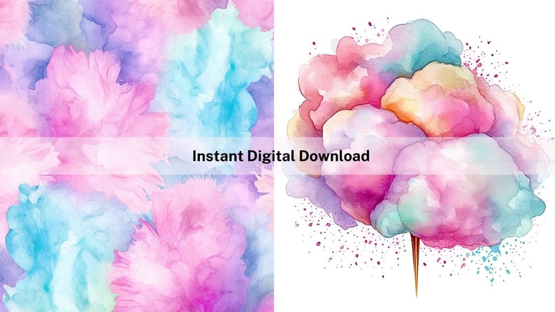 Watercolor Cotton Candy Digital Paper Watercolor Rainbow - Etsy