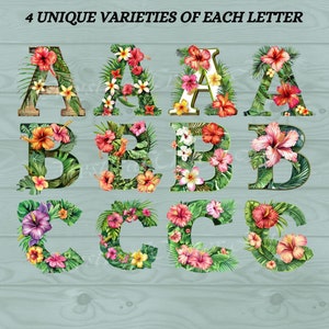 Tropical Alphabet Clipart - 104 Transparent Letters, Instant Download ...