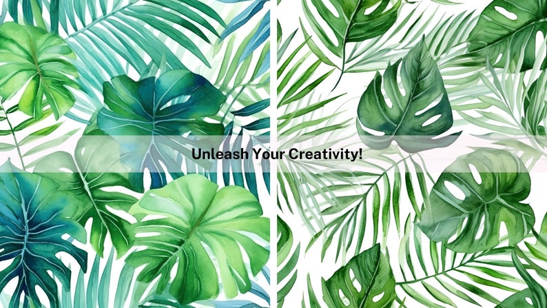Watercolor Jungle Digital Paper, Seamless Pattern Backgrounds Printable ...