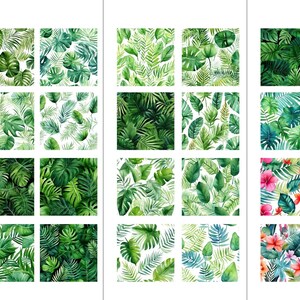 Watercolor Jungle Digital Paper, Seamless Pattern Backgrounds Printable ...