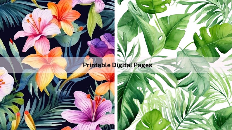 Watercolor Jungle Digital Paper Seamless Pattern Backgrounds - Etsy