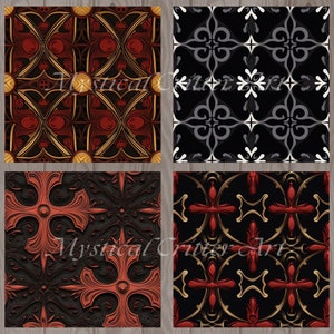 Gothic Cross Digital Paper, Seamless Gothic Cross Pattern Backgrounds ...