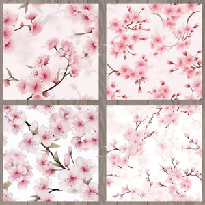 Pink Cherry Blossom Digital Paper, Seamless Cherry Blossom Pattern ...