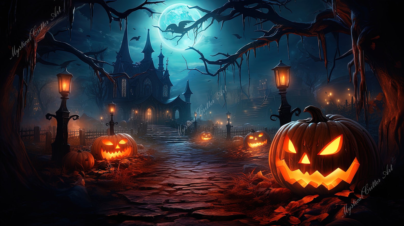 Haunted Halloween Vibes: High-quality Desktop Wallpaper Instant ...