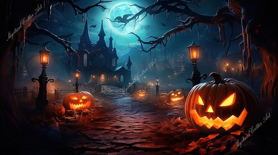Haunted Halloween Vibes High quality Desktop Wallpaper Instant Download Etsy