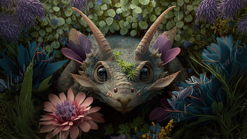 5 Garden Dragon Digital Desktop Backgrounds, Downloadable Fantasy ...
