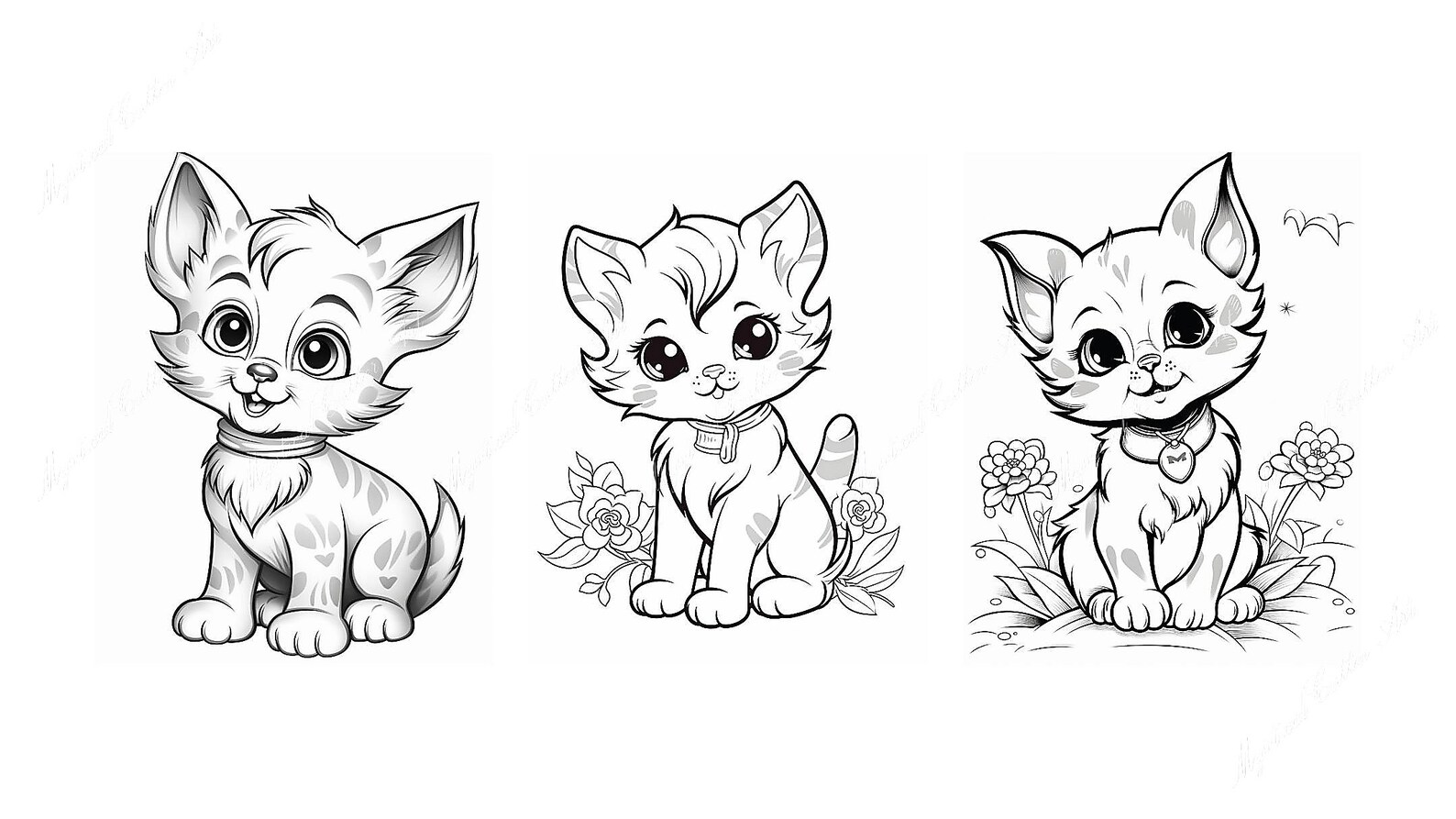 Cute Kitten Coloring Book, Printable Cat Coloring Pages for Adults and ...