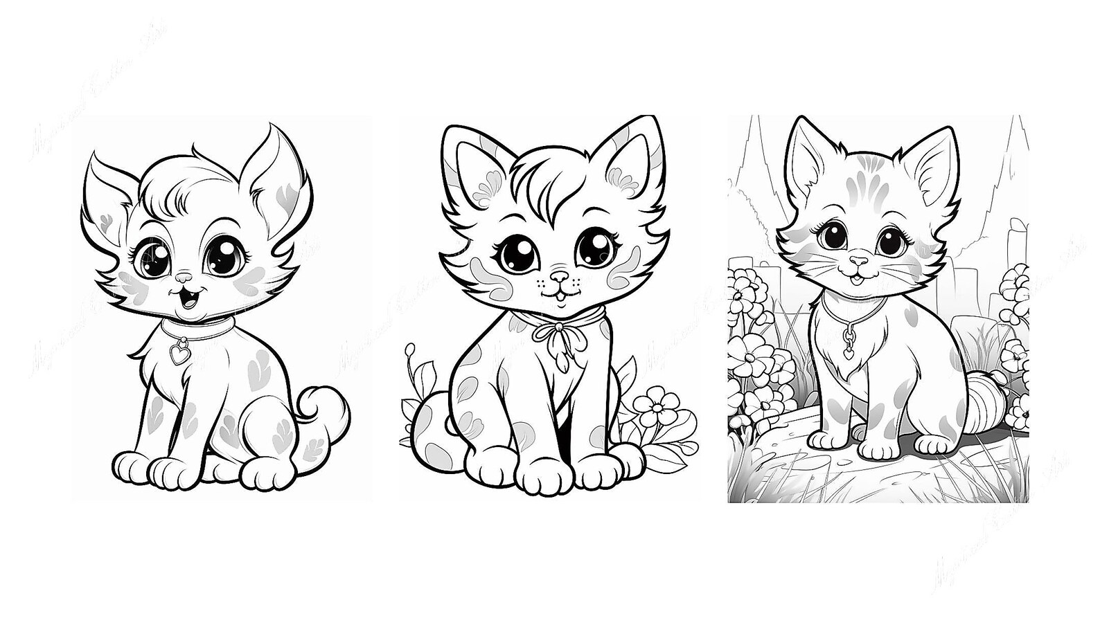 Cute Kitten Coloring Book, Printable Cat Coloring Pages for Adults and ...