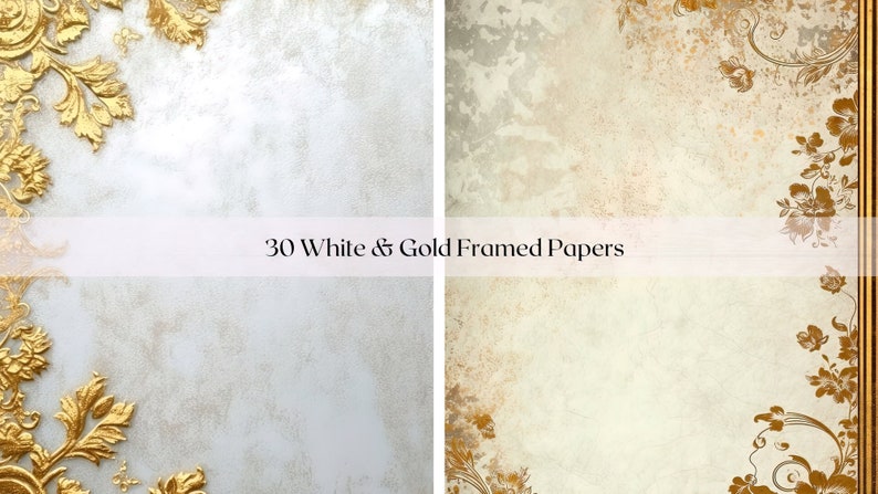 White and Gold Journal Paper Junk Journal Paper Vintage - Etsy