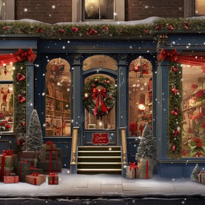 Festive Christmas Store Front Desktop Wallpapers, Instant Digital ...
